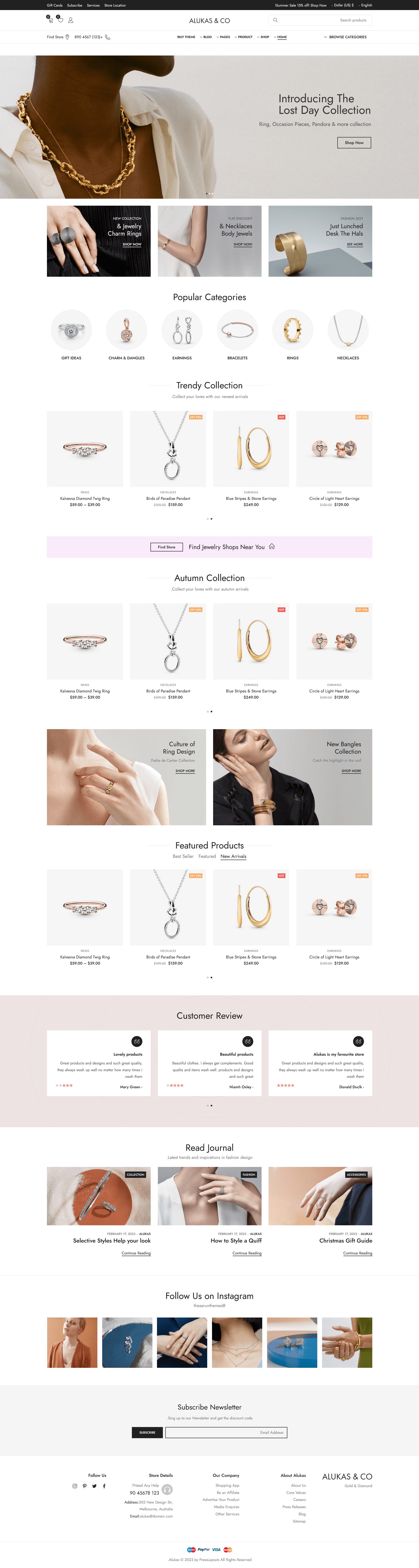 Alukas - Modern Jewelry Store WordPress Theme by PressLayouts | ThemeForest